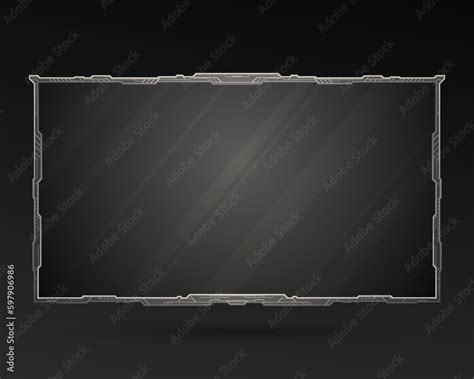 Futuristic Silver Border Stream Overlay Webcam Screen Gui Panel Frame