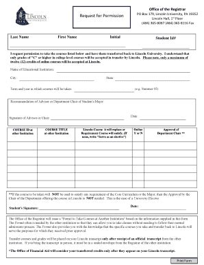Fillable Online Lincoln Permission To Take Form Docx Lincoln Fax