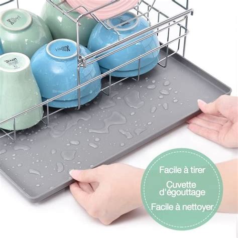 KINGRACK Égouttoir à vaisselle en acier à 2 niveaux avec porte