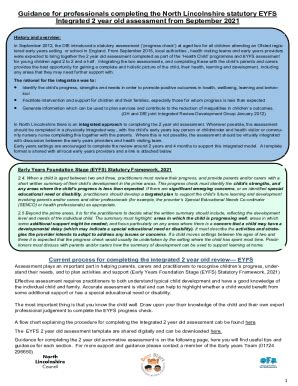 Fillable Online 4 Guidance For Completing The EYFS Integrated 2 Year