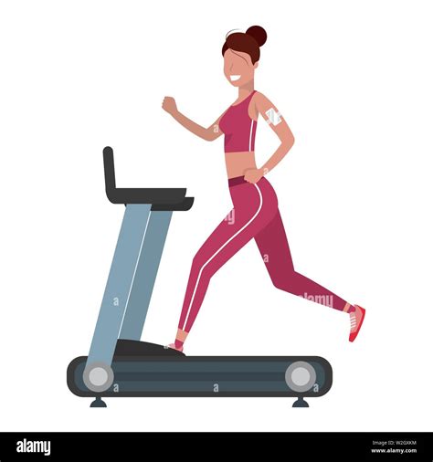 Woman Exercising Treadmill Cartoon Vector Clipart Friendlystock The