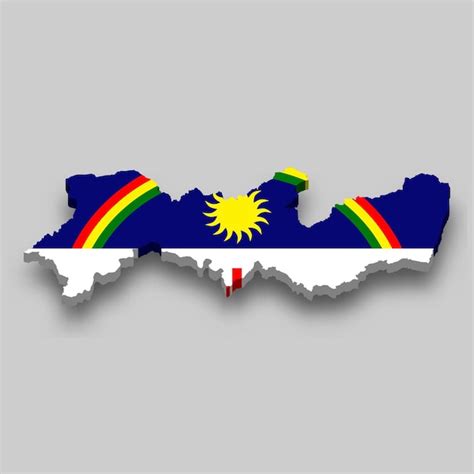 Mapa isométrico 3d de pernambuco con bandera Vector Premium