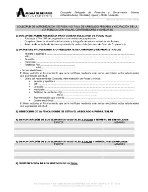 Completable En línea solicitud de autorizacin de poda y o tala de