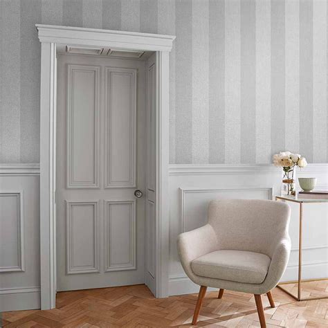 Heritage Stripe Grey Wallpaper Evershine Wall