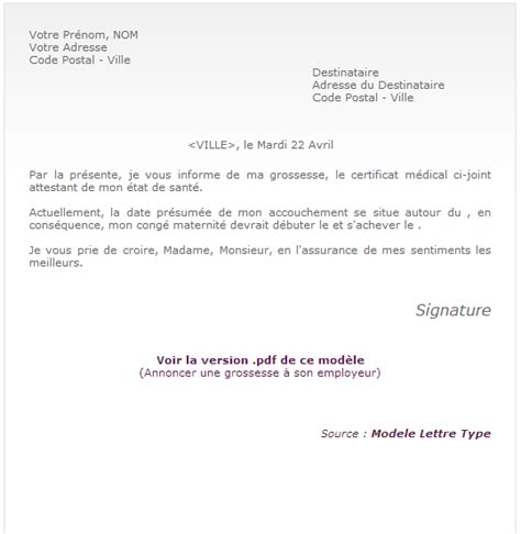 Modele De Lettre Grossesse Employeur The Best Porn Website