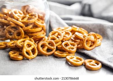 Mini Pretzels Crusty Salted Snack On Stock Photo 2130786668 Shutterstock
