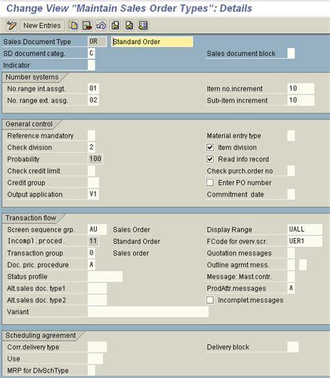 sap123 configuration of sales document types