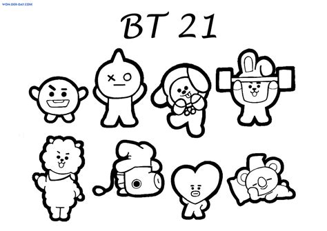 Dibujos Para Colorear BT21 Y Pintar WONDER DAY Dibujos Para