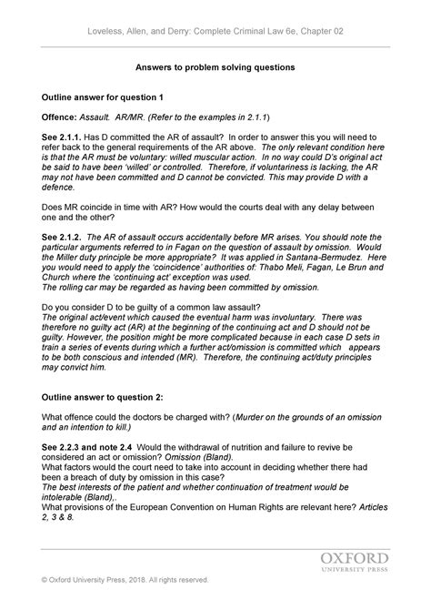 Problem Questions Answer For Criminal Law Loveless Allen And Derry