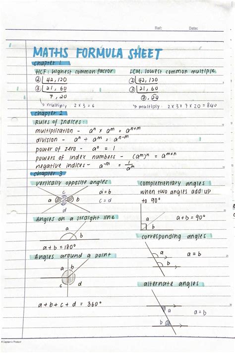 igcse 0580 formula sheet
