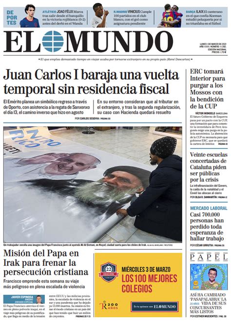 Portada De EL MUNDO Del Lunes 1 De Marzo De 2021 Medios