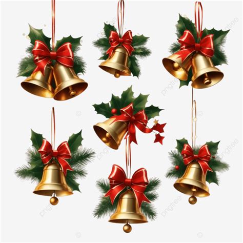 Colección De Campanas Navideñas Festivas Con Elegantes Lazos Y Cintas