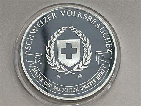 Medaille Silber 999 20g Schweizer Volksbräuche Kuhkämpfe im Kaufen