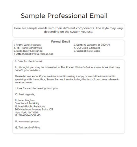 Free 7 Sample Professional Email Templates In Pdf Inside Business