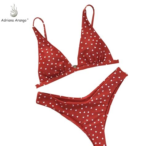 Navsegda 2019 Bikini Set Sexy Swimsuit Swimwear For Women Red Bikinis Heart Print Summer Beach