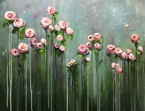 Big Flowers Art Work Original Large Oil Painting Handmade Etsy