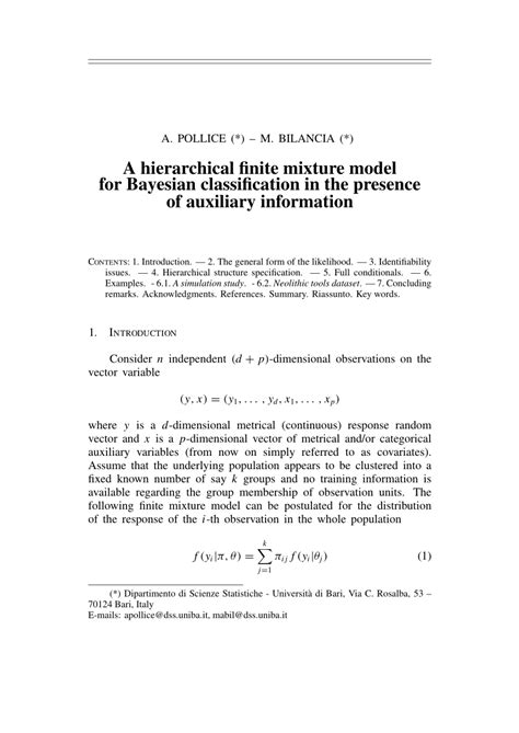 pdf a hierarchical finite mixture model for bayesian classification in the presence of