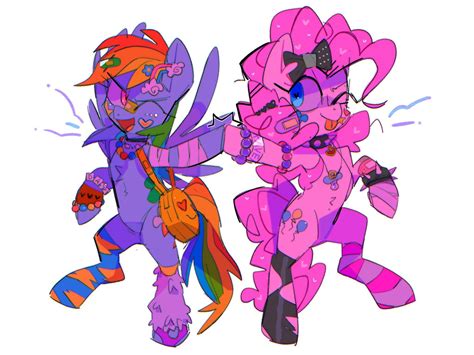 Two Cartoon Characters Are Playing With Each Other