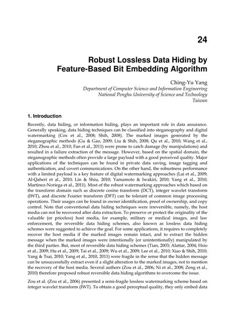 pdf robust lossless data hiding by feature based bit embedding algorithm