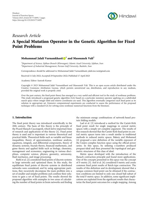 pdf a special mutation operator in the genetic algorithm for fixed point problems
