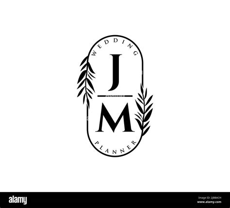 Jm Initials Letter Wedding Monogram Logos Collection Hand Drawn Modern