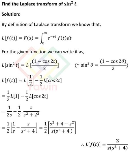 Find The Laplace Transform Of Sin T Yawin