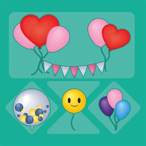 Conjunto De Iconos De Globos Decorativos Vector Premium