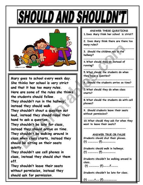 Should Shouldn T Worksheets