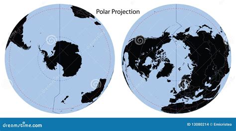 Projection Polaire De Carte Du Monde Illustration De Vecteur