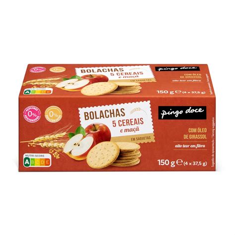 Mercadão Pingo Doce Bolachas Integrais 5 Cereais Maçã Pingo Doce