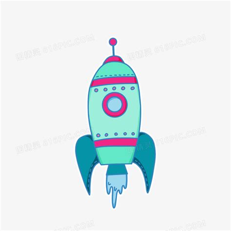 一组手绘蓝绿色外太空宇宙飞船贴纸套图系列二素材图片免费下载 PNG素材 编号vwxidjqwo 图精灵