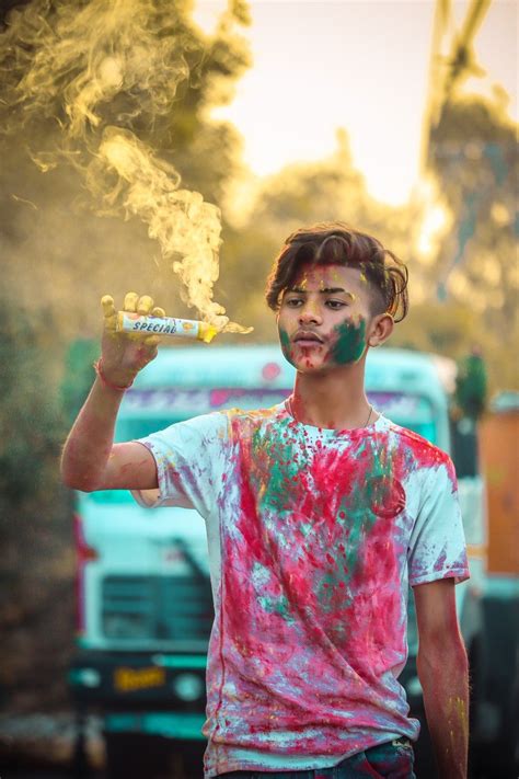 Holi Spacial Photoshoot Follow For More In 2024 Photo Poses For Boy