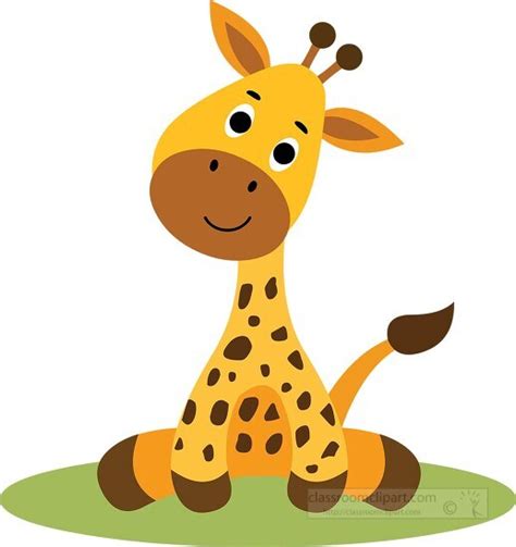 Giraffe Clipart Cute Baby African Giraffe Sitting On All Four Legs Clipart