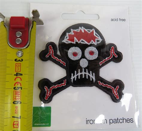 Skull And Cross Bones Fever Skull Iron On Patches Badge Embroidered