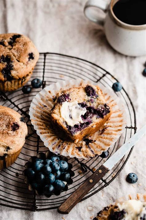 Bakery Style Jumbo Blueberry Muffins Blue Bowl