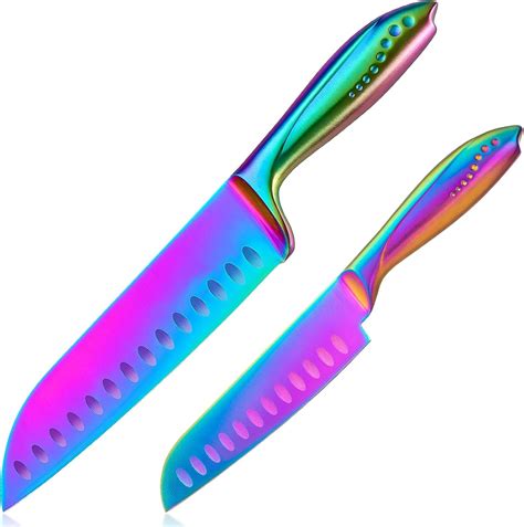 Amazon WELLSTAR Rainbow Santoku Knife 2 Piece Set Razor Sharp