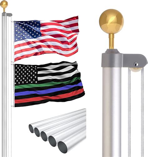 Buy Rufla Ft Black Flag Pole Kit With X American Flag Heavy Duty