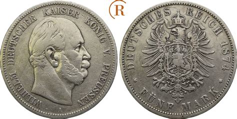 Kaiserreich Preussen 5 Mark 1874 A Wilhelm II 1888 1918 Ss