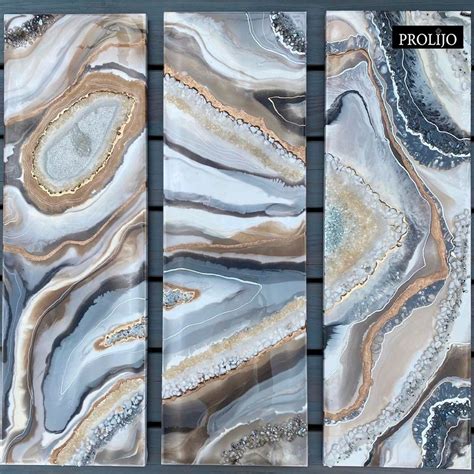 Cuadro Set Piezas Resina Epoxica Geoda Con Cuarzos Prolijo Epoxi