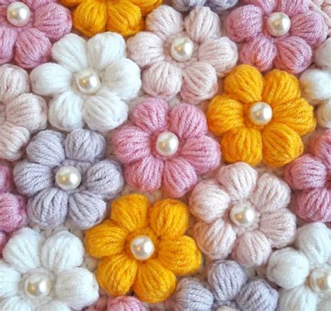 Crochet 3D Puff Flower