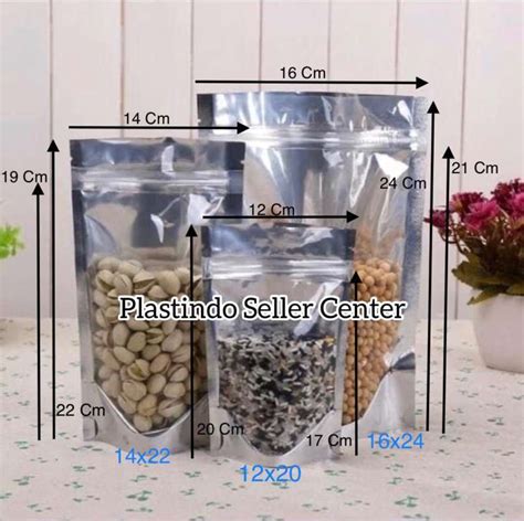 Jual Isi 50 Plastik Standing Pouch Ukuran 16x24 Alumunium Foil