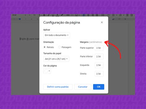 Como colocar margem no Google Docs configuração de página