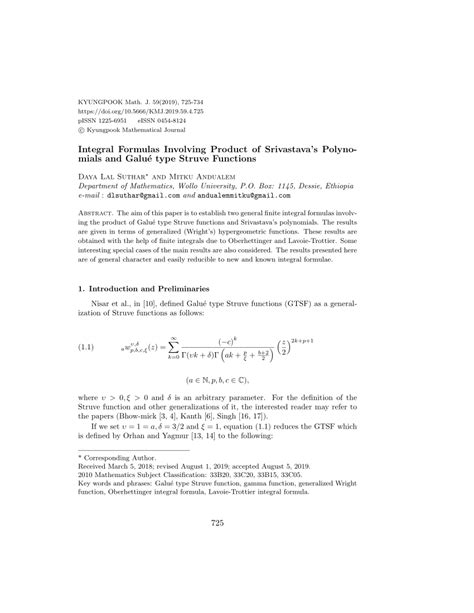 pdf integral formulas involving product of srivastava s polynomials and galué type struve