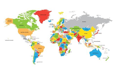 mundo mapa con países nombres 20367695 Vector en Vecteezy
