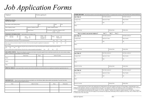 Printable Generic Application For Employment