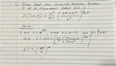 solved prove that the cononical partition function z af a