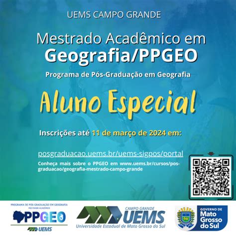UEMS Campo Grande Mestrado Em Geografia Abre 31 Vagas Em Processo