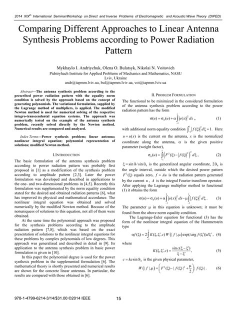 pdf comparing different approaches to linear antenna synthesis problems according to power