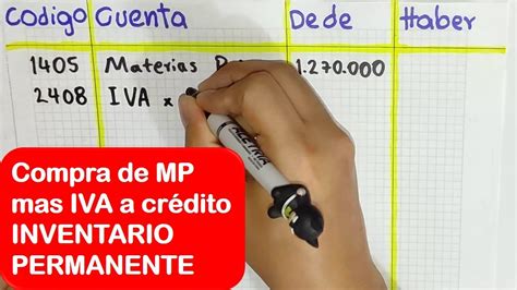 Asiento Contable COMPRA de Materia Prima con IVA a crédito en