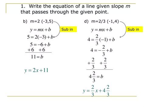 Ppt Write The Equation Of A Line Given Slope M That Passes Through